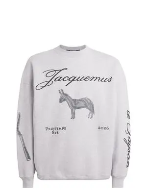 Jacquemus Cotton Embroidered Donkey Sweatshirt - Grey
