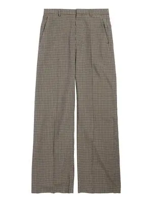 Balenciaga Check Wide-leg Trousers - Brown