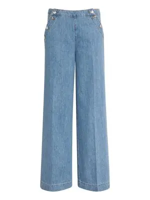 Claudie Pierlot Button-up Panel Wide-leg Jeans - Blue