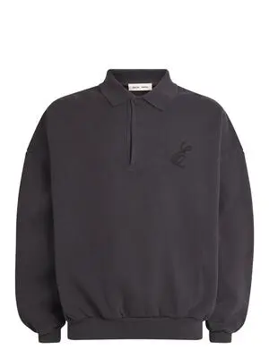 Fear Of God Cotton Script Polo Sweatshirt - Black