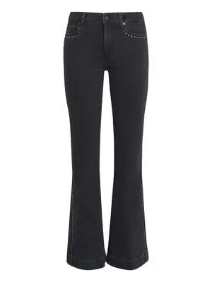7 For All Mankind Studded Dojo Flare Jeans - Black