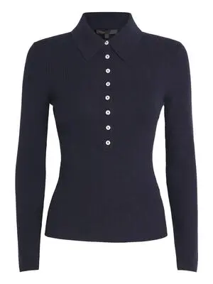 Maje Wool And Silk Polo Sweater - Blue