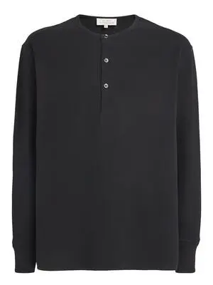 Studio Nicholson Cotton Henley T-shirt - Black