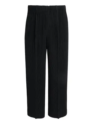 Issey Miyake Cropped Wide-leg Pleated Trousers - Black