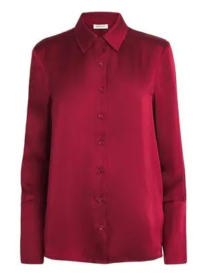 ANINE BING Silk-blend Amanda Shirt - Burgundy