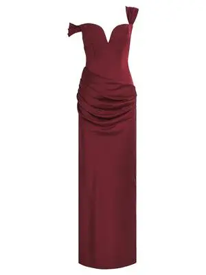 Alex Perry Satin Crepe Off-shoulder Gown - Burgundy
