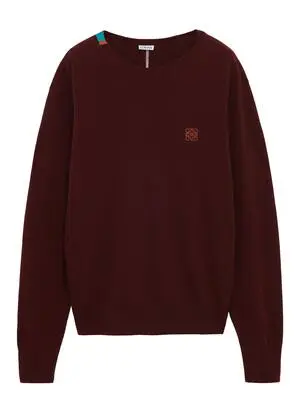 Loewe Wool-blend Anagram Sweater - Burgundy