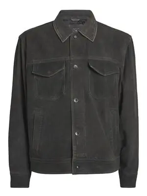 Rag & Bone Goat Suede Trucker Jacket - Black