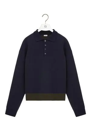 Loewe Wool-blend Polo Sweater - Navy