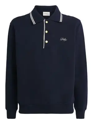 Drole De Monsieur Cotton Pipe-collar Polo Sweatshirt - Blue