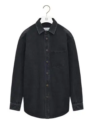 Loewe Anagram-patch Denim Overshirt - Black