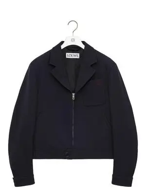 Loewe Wool Collared Zip-up Jacket - Navy