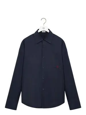 Loewe Cotton-blend Long-sleeve Anagram Shirt - Navy