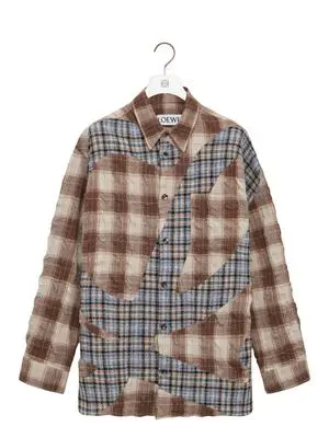 Loewe Wool-blend Long-sleeve Check Shirt - Black