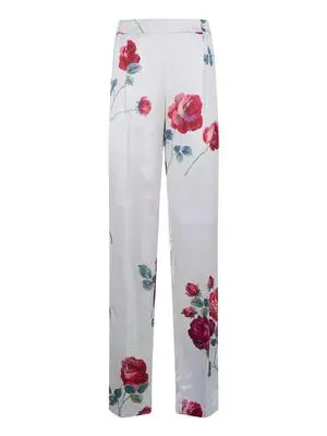 N°21 Floral Print Elasticated Waist Trousers - White