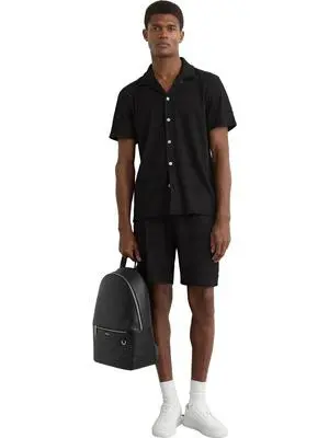 REISS Alvo Textured-wave Shorts - Black