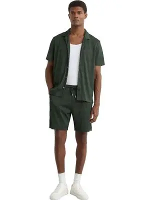 REISS Alvo Textured-wave Shorts - Emerald Green