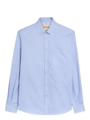 Valentino Garavani Logo-embroidered Cotton Oxford Shirt - Blue