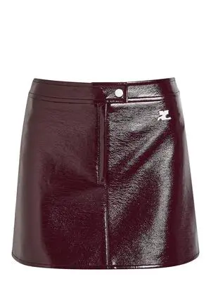 COURREGES Reedition Crinkled Vinyl Mini Skirt - Burgundy