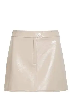 COURREGES Courrèges Reedition Crinkled Vinyl Mini Skirt Light Grey