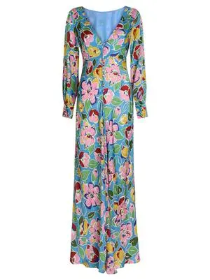 Rixo Marni Floral-print Satin Midi Dress By - Blue