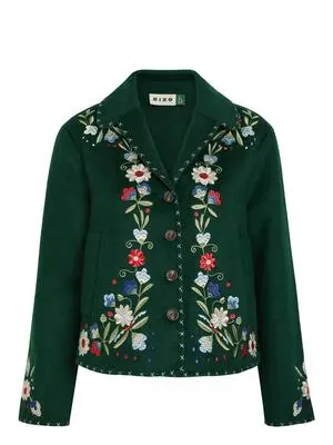 Rixo Jude Floral-embroidered Wool-blend Jacket - Multicoloured