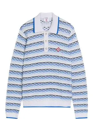 Casablanca Logo-appliquéd Patterned Cotton-knit Polo Jumper - Multicoloured 1