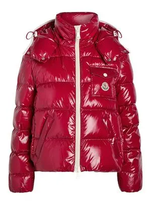 Moncler Andro Padded Hooded Glossed Shell Jacket - Plum
