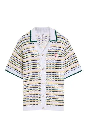 Casablanca Logo-appliquéd Patterned Cotton-knit Shirt - Multicoloured 1