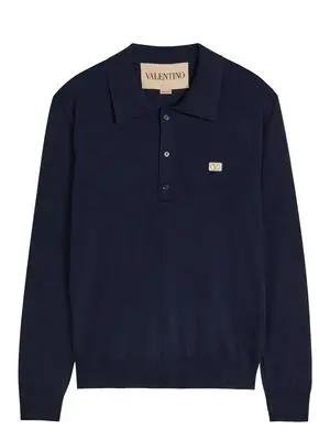Valentino Garavani Wool Polo Shirt - Navy