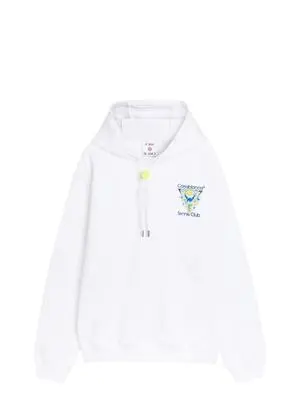 Casablanca Tennis Club Logo-print Hooded Cotton Sweatshirt - Off White
