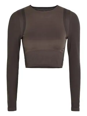 On Studio Ribbed-jacquard Stretch-knit Crop Top - Brown