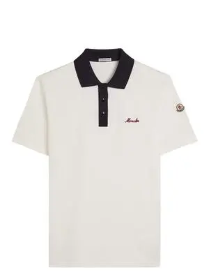 Moncler Logo-embroidered Piqué Cotton Polo Shirt - White