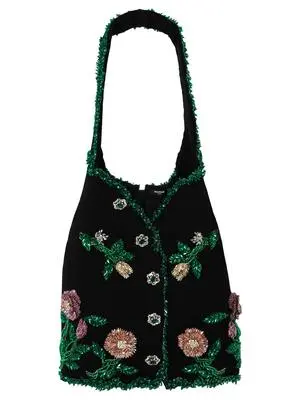 Balmain Embellished Wool Mini Dress - Black