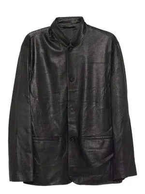 Giorgio Armani Perforated Leather Jacket - Black