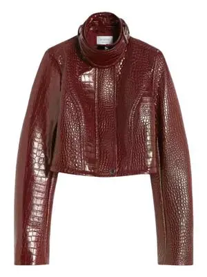 Sportmax Alligator-print Collar Jacket - Red