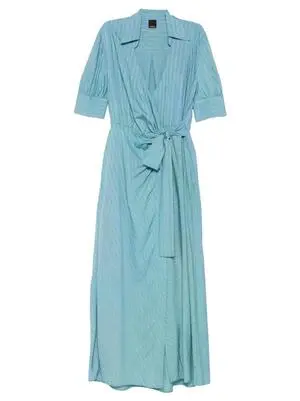Pinko Striped Tie-waist Maxi Shirt Dress - Blue