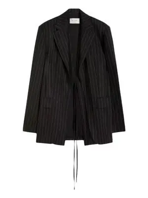 Sportmax Pinstripe Tie-fastening Blazer - Black