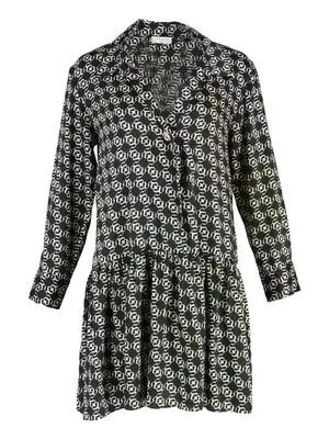 SANDRO Printed Silk Shirt Dress