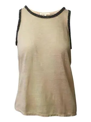 Maje Jewel-neckline Linen Tank Top - Neutrals