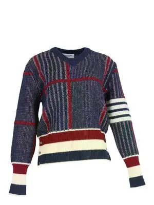 Thom Browne Plaid V-neck Sweater - Blue