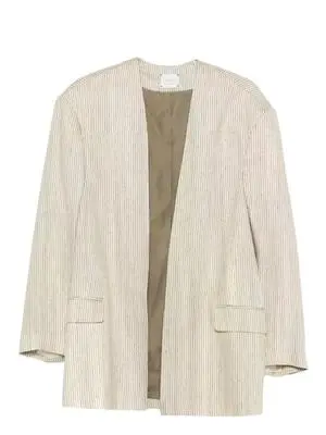 ALYSI Striped Blazer With Pockets - Neutrals