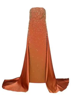 JEAN-LOUIS SABAJI Embellished Strapless Maxi Dress - Brown