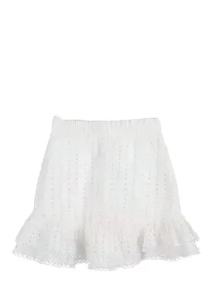 Charo Ruiz Ibiza Ruffle Embroidered Mini Skirt - White