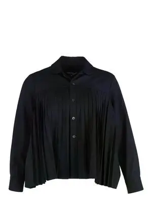Comme Des Garçons Pleated Long-sleeve Shirt - Blue