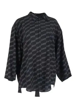 Balenciaga Logo-print Long-sleeve Shirt - Black