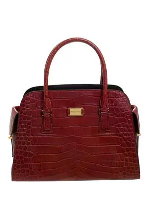 Michael Kors Vintage Croc-embossed Leather Satchel - Red