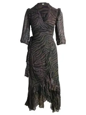 Ba&sh Zebra-print Asymmetric Dress - Brown