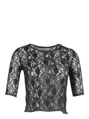 Mulberry Laced Crop Top - Black