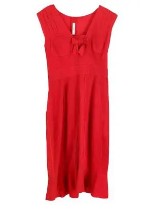 Prada Bow V-neck Dress - Red